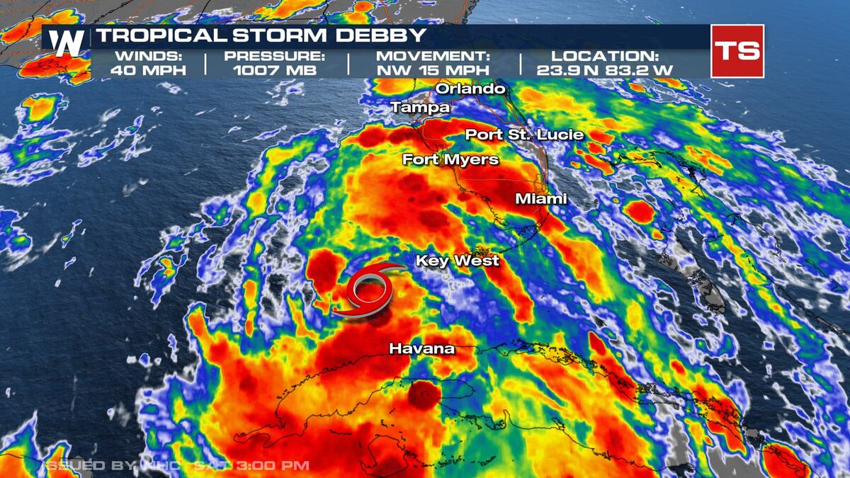 El gobernador de Florida advierte que la tormenta tropical Debby dejará graves inundaciones en ...